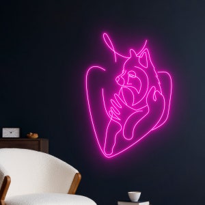 Girl Hugging Dog Led Sign, Dog Woman Led Light, Dog Lady Neon Sign, Dog ...