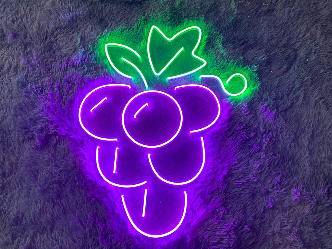 Grapes Fruit Neon Sign Lights | Personalized Custom Neon Sign for Bar ...