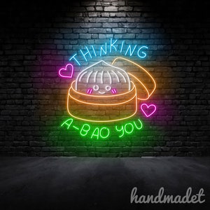 Thinking A Bao You Neon Sign, Dumpling Led Sign, China Dumpling Led ...