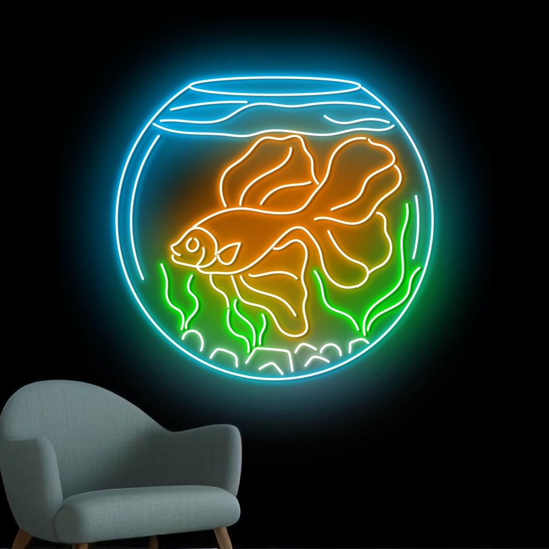 Goldfish Tank Neon Wall Sign, Fish Led Wall Sign, Animal Neon Wall ...