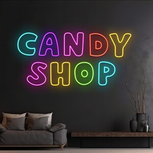 Custom Candy Shop Neon Sign, Personalized Quote Name Neon Light ...