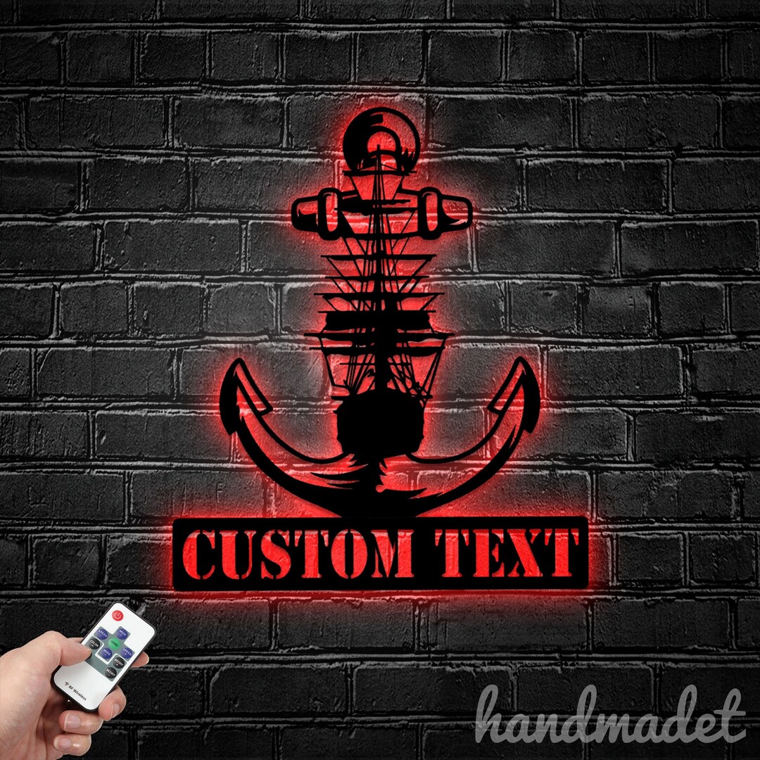 Personalized Anchor Boat Metal Wall Sign, Sailor Metal Wall Light, Ship ...
