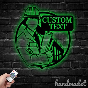 Custom Civil Engineer Metal Wall Art LED Light, Civil Engineer Metal ...