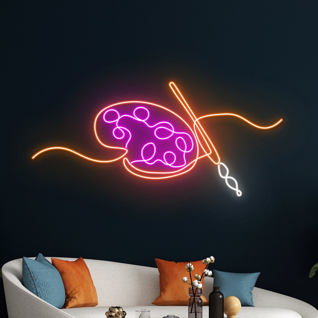 Art Gallery Led Sign, Palette Neon Light, Paintbrush Neon Sign, Studio ...