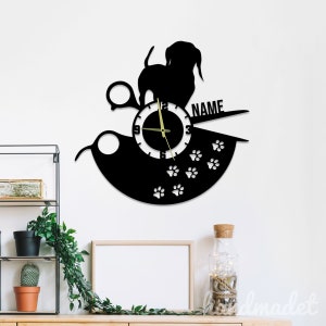 Grooming Dog Wall Clock Unique, Dog Paw Round Wall Clock, Dog Oversize ...