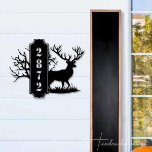 Personalized Deer Home Number Metal Sign, Custom Deer Number Address ...