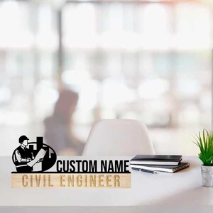 Custom Civil Engineer Metal Desk Name Plate, Engineer Metal Job Name ...