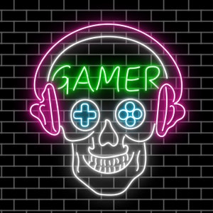 Gamer Skull Led Neon Sign, Skull Neon Sign, Skull Art Sign, Game Room ...