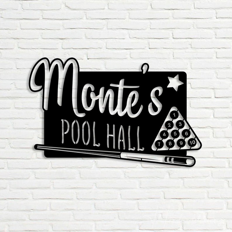 Custom Billiards Pool Hall Metal Wall Art LED Light - Personalized Pool ...