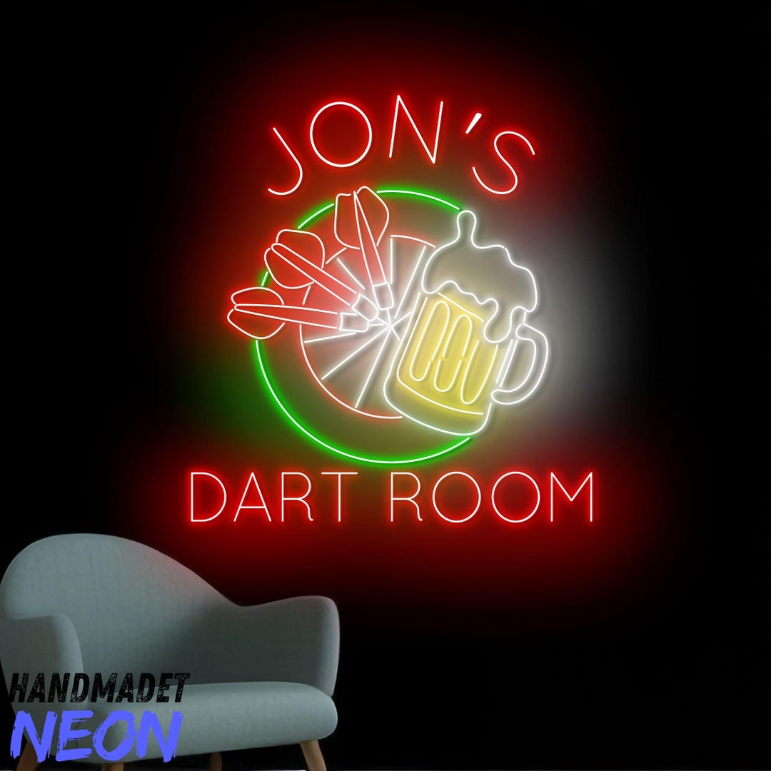 Dart Room Neon Sign, Dart Player Name Led Sign, Dart Neon Light, Dart ...