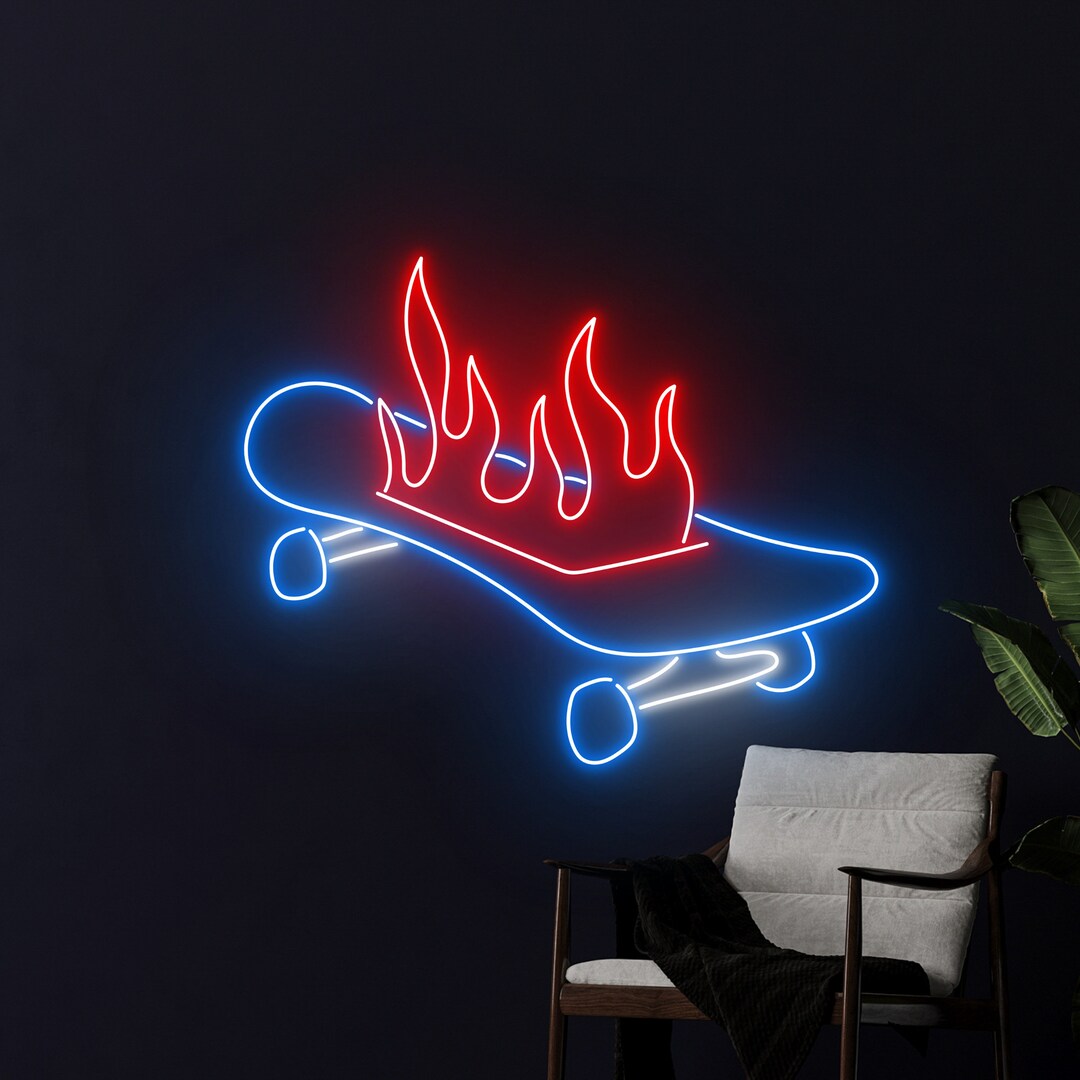 Skateboard Store Neon Sign, Skateboarding Led Sign, Skateboarder Led ...