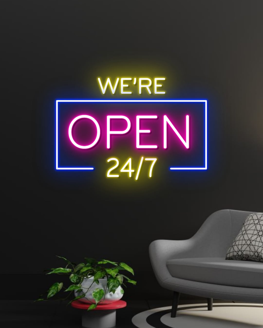 We're Open 24/7 Sign, Open Sign Led, Open Outdoor Sign for Business ...