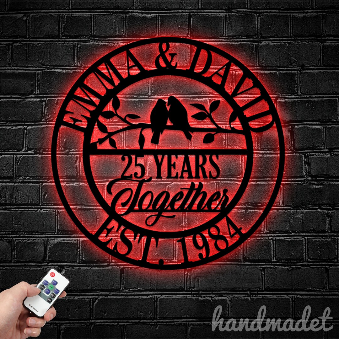 Personalized 25th Years Together Metal Wall Sign, Anniversary Metal ...