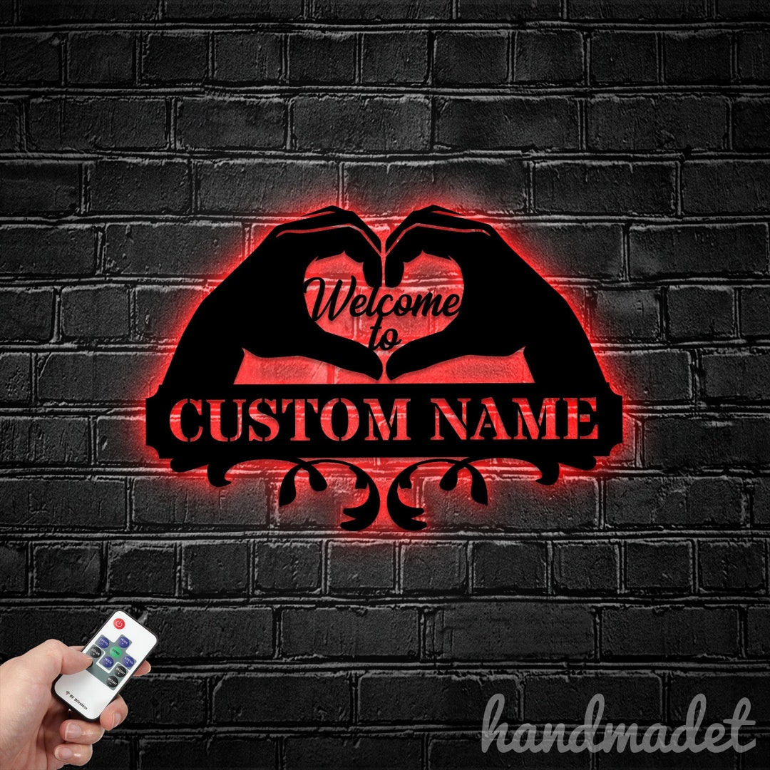 Personalized Name Metal Wall Sign, Text Metal Wall Light, Custom Quote ...