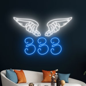 333 Wings Led Sign, 333 Angel Wings Neon Sign, 333 Angel Number Neon ...