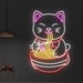 Custom Cat Eating Noodles Neon Sign, Cat Eats Ramen Led Light, Cat Neon ...