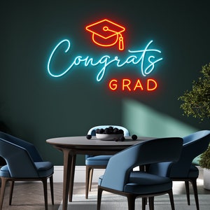 Congrats Grad Neon Sign , Graduation Neon Sign, Neon Light Wall Decor ...