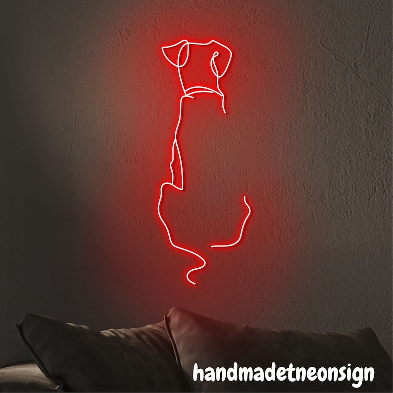 Dog Line Art Neon Sign, Dog Line Art Led Sign, Dog Lover Neon Light ...