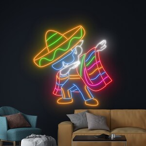 Cinco De Mayo Neon Sign, Sombrero Hat Maraca Neon Light, Sombrero ...