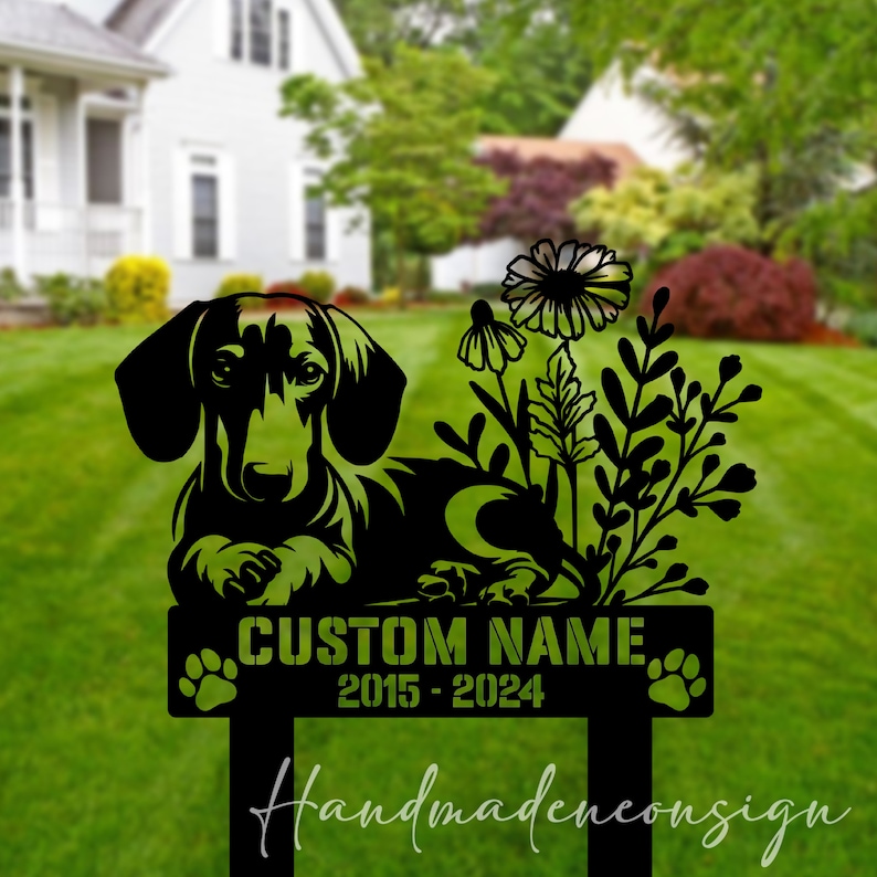 Custom Dachshund Memorial Stake, Dachshund Metal Stakes Sign, Dog Grave ...