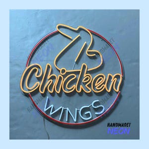 Chicken Wings Neon Sign, Fried Chicken Wings Led Sign, Chicken Led ...