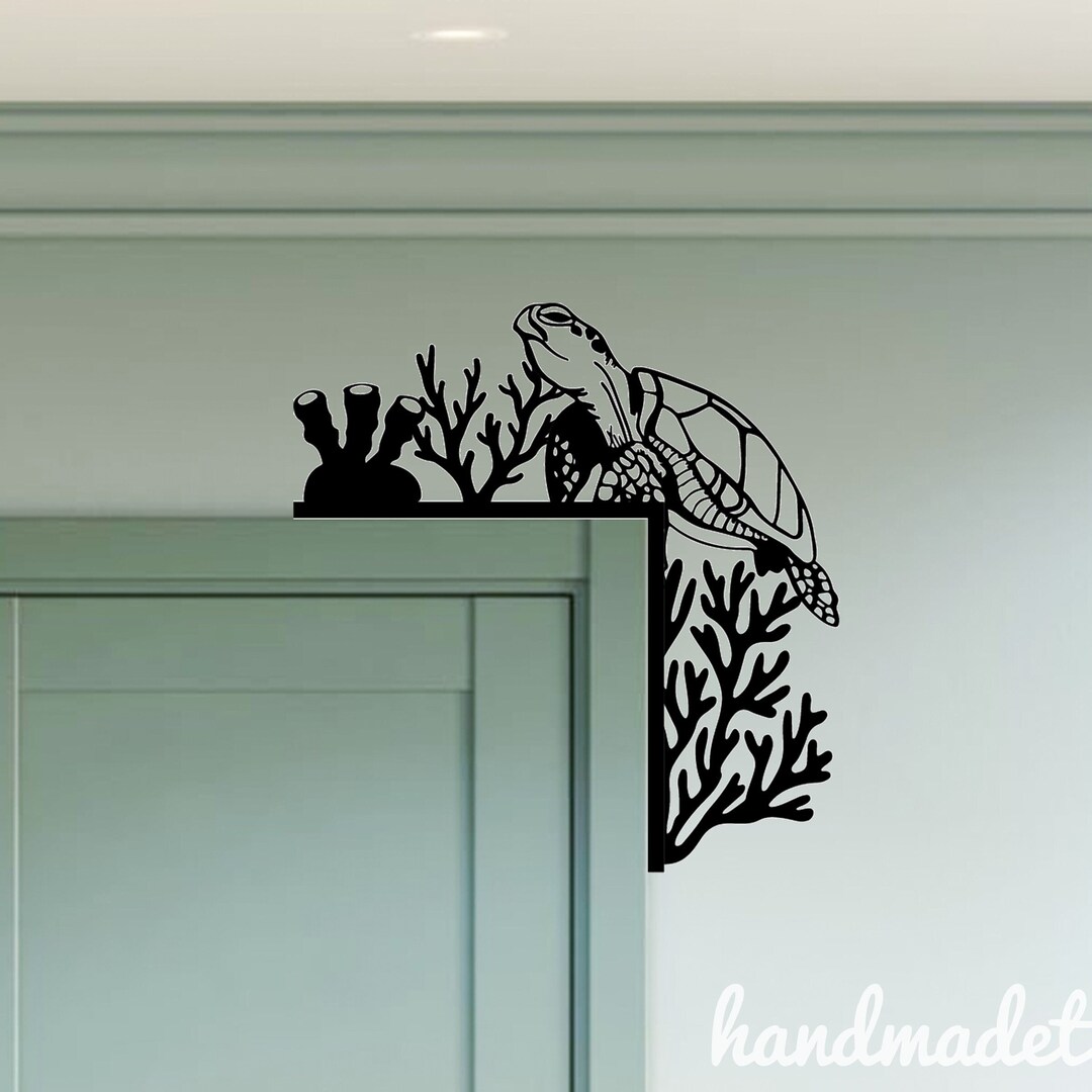 Personalized Turtle Door Corner Sign, Turtle Ocean Metal Door Topper ...