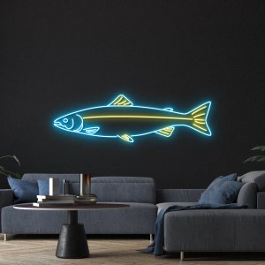 Salmon Fish Led Sign, Salmon Neon Sign, Wall Decor, Salmon Fish Led ...