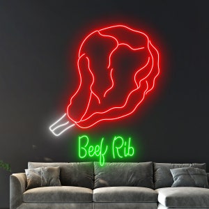 Beef Ribs Neon Light, Beef Ribs Neon Sign, Meat Led Light, Grill Led ...