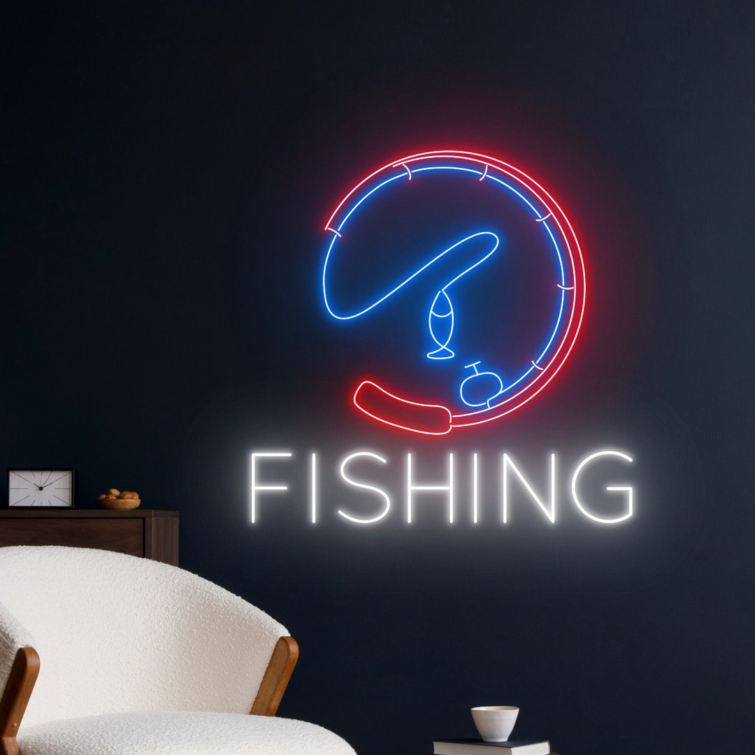 Fishing Neon Led Sign, Fishing Neon Sign, Fisher Led Light, Fisherman ...
