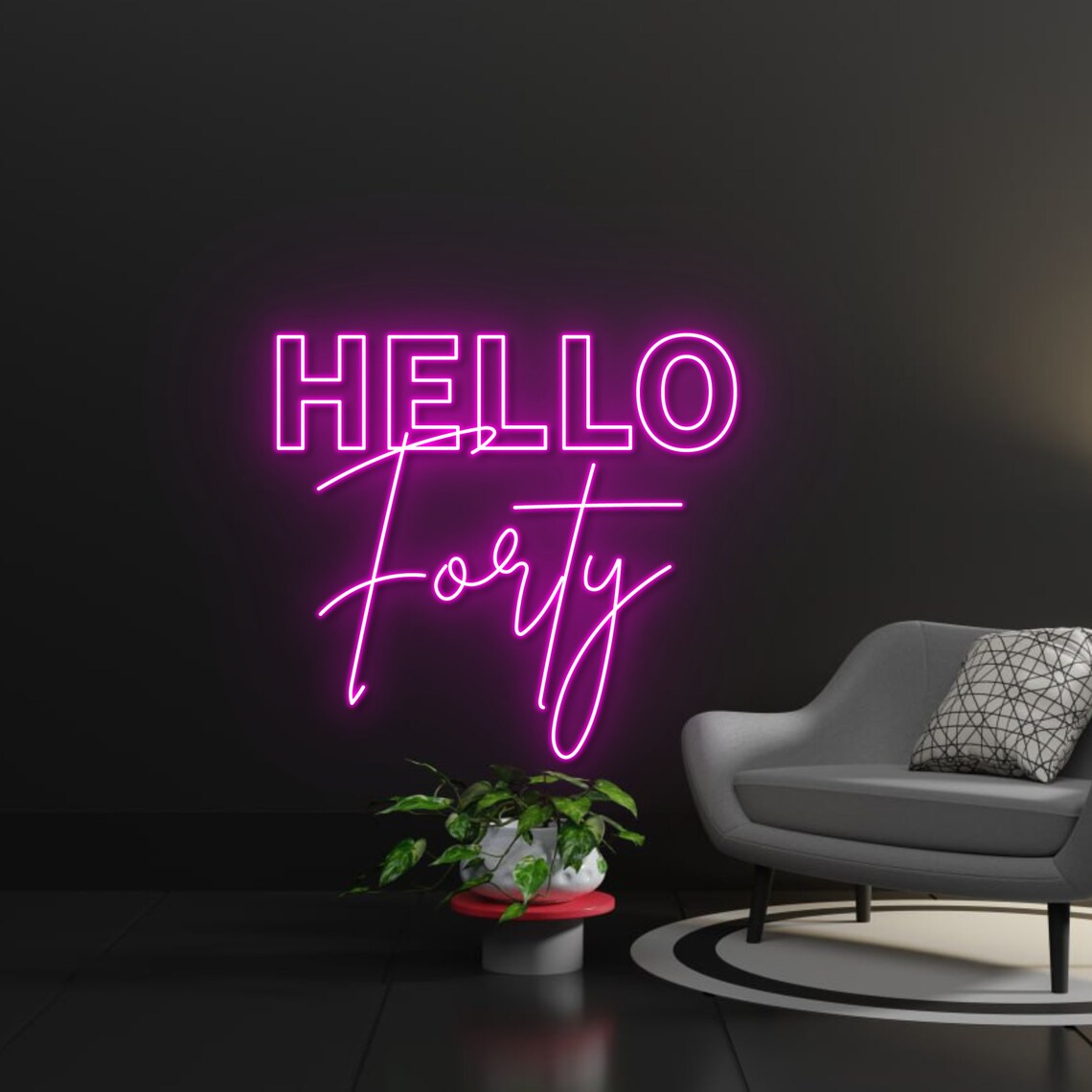 Hello Forty 40th Birthday Decorations for Her Gifts, Custom LED Neon ...