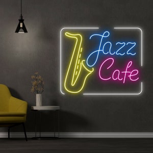 Jazz Cafe Neon Signs, Night Club Bar Decor, Jazz Bar Decor, Music Decor ...