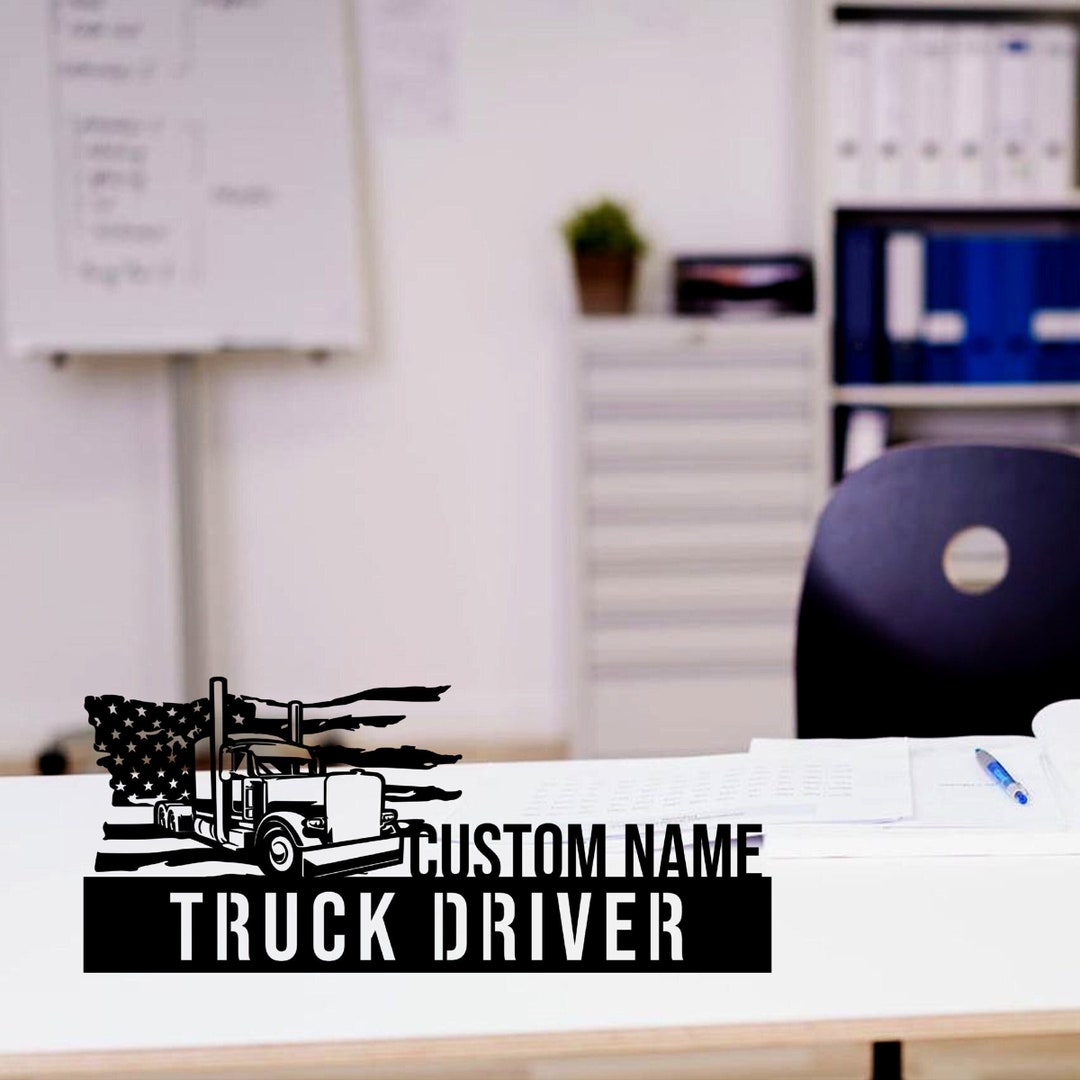 Custom Truck Driver Desk Name Plate, Truck Driver Metal Nameplate for ...
