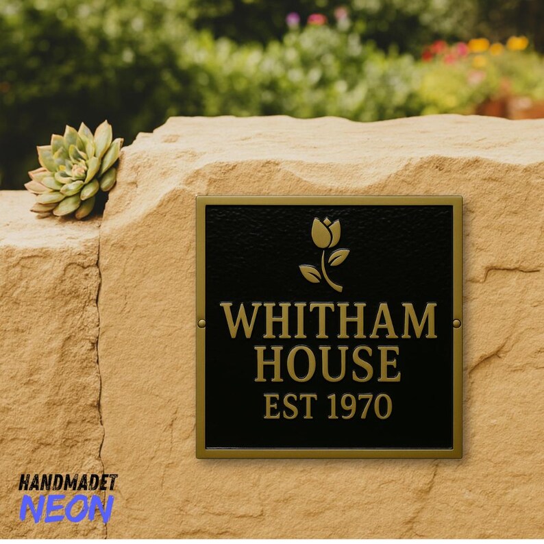 Personalized House Name Plaque With Tulip Design, Custom Outdoor ...