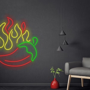 Chili Pepper LED Neon Sign, Chili Led Sign, Chili Neon Sign, Wall Decor ...