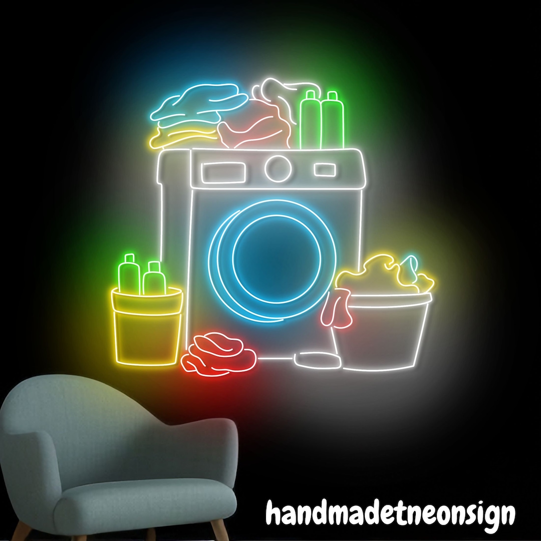 Laundry Machine Neon Sign, Laundry Room Led Sign, Laundry Service Neon ...