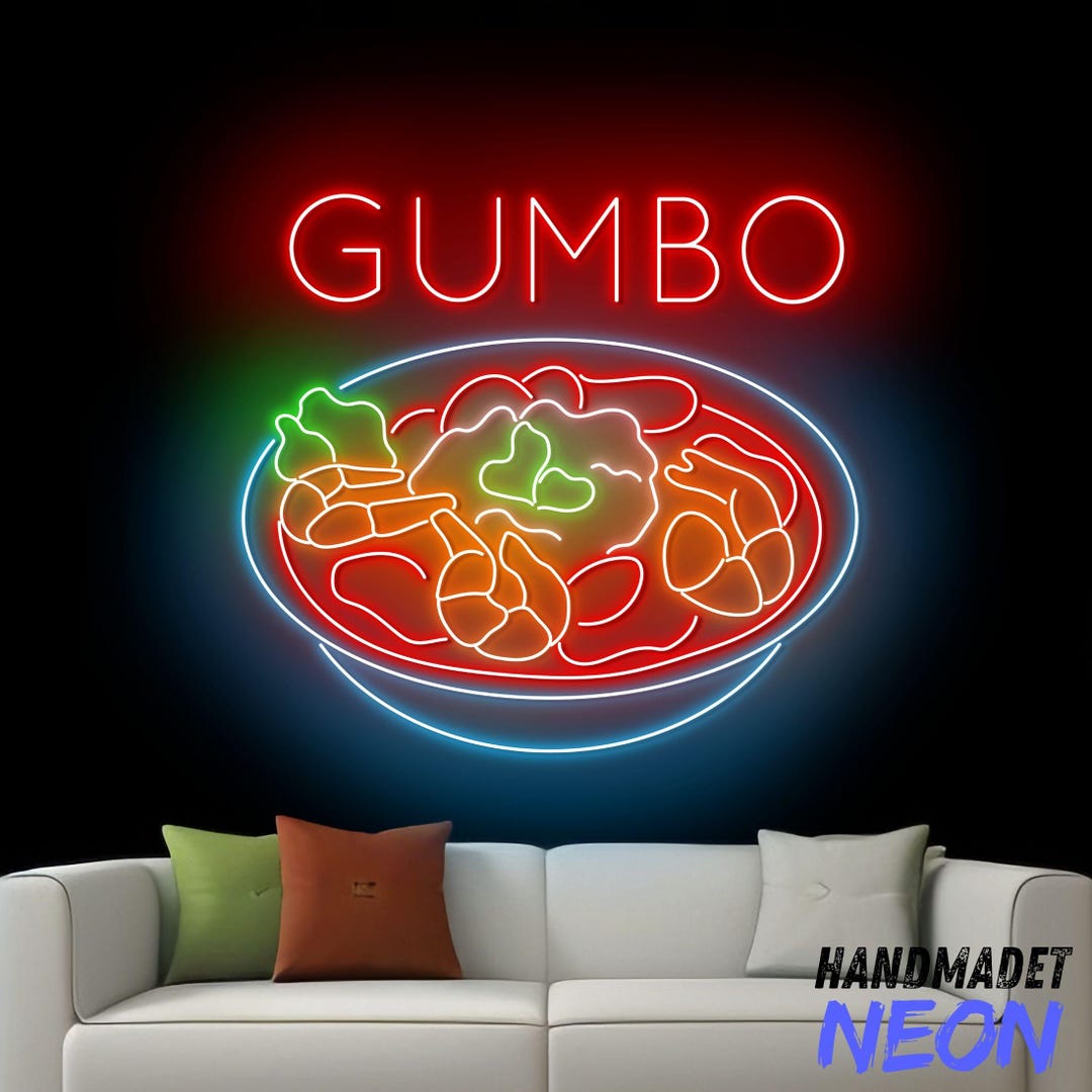 Gumbo Neon Sign, Gumbo Mexico Led Sign, Gumbo Bowl Led Light, Gumbo ...