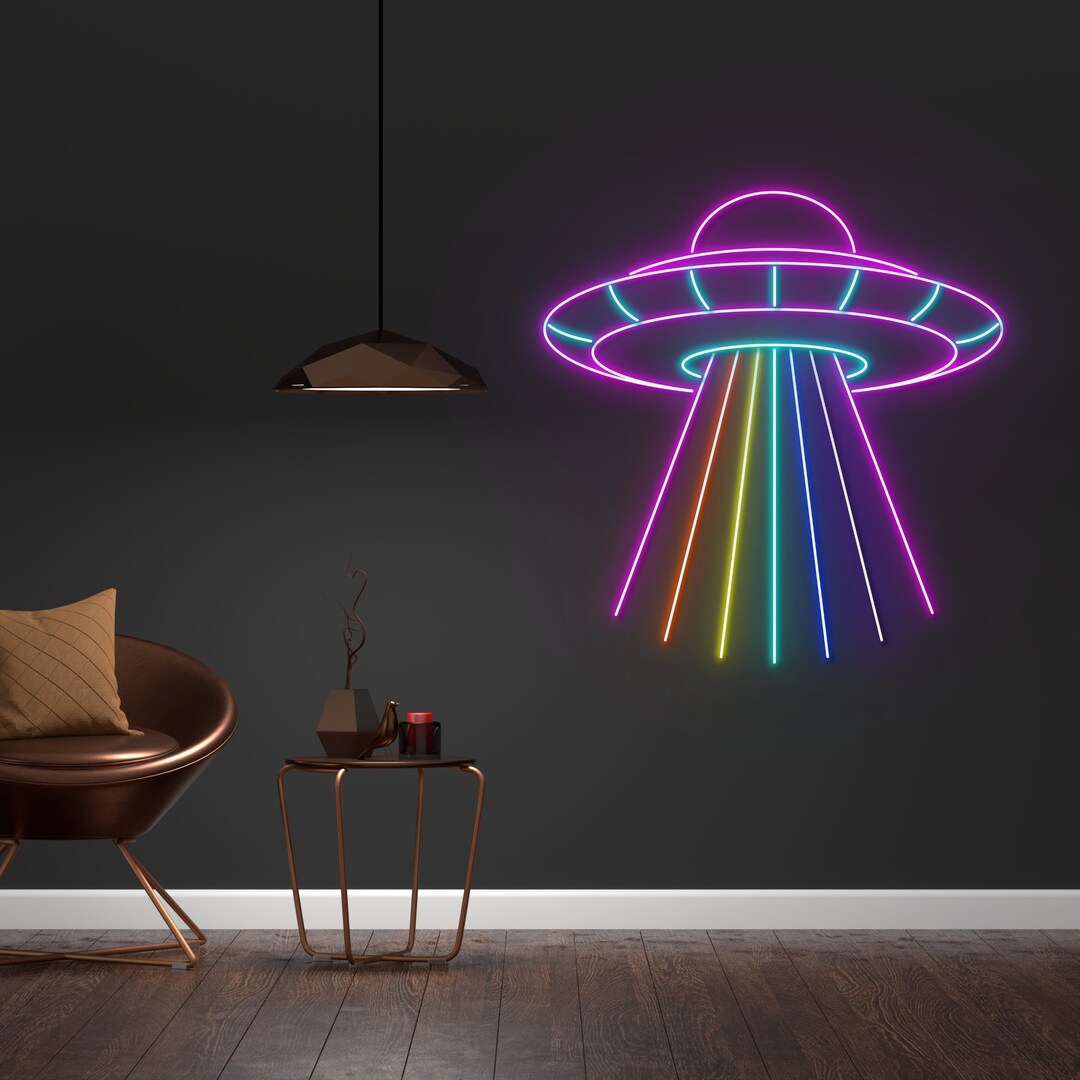 Rainbow UFO Neon Led Sign, Rainbow UFO Neon Sign, Wall Decor, Led Light ...
