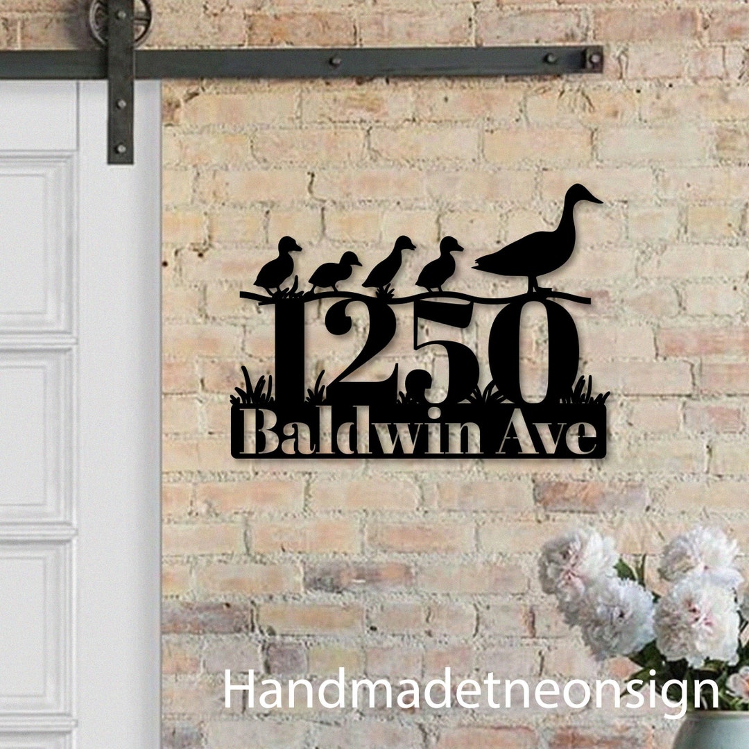 Personalized Duck House Number, Duck Home Number Metal Wall Sign, Duck ...
