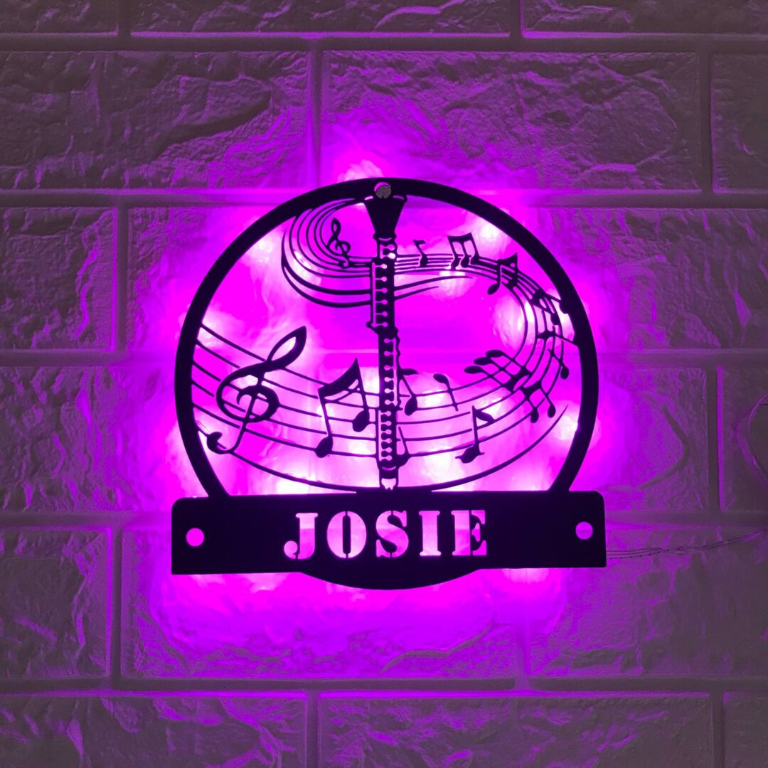 Personalized Clarinet Musical Instrument Metal Wall Art LED Light ...