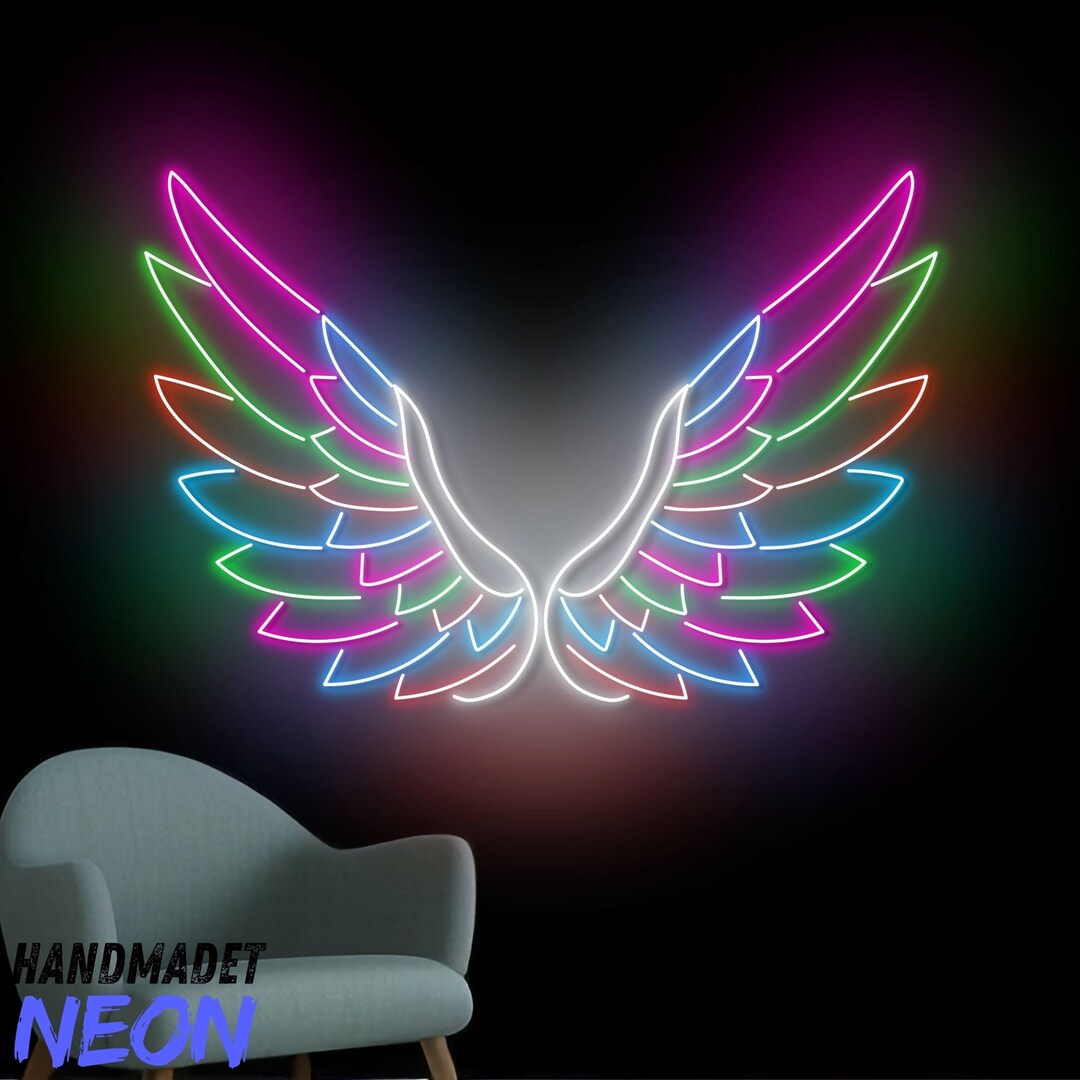 Angle Wings Neon Sign, Wings Led Sign, Colorful Wings Neon Light, Angel ...