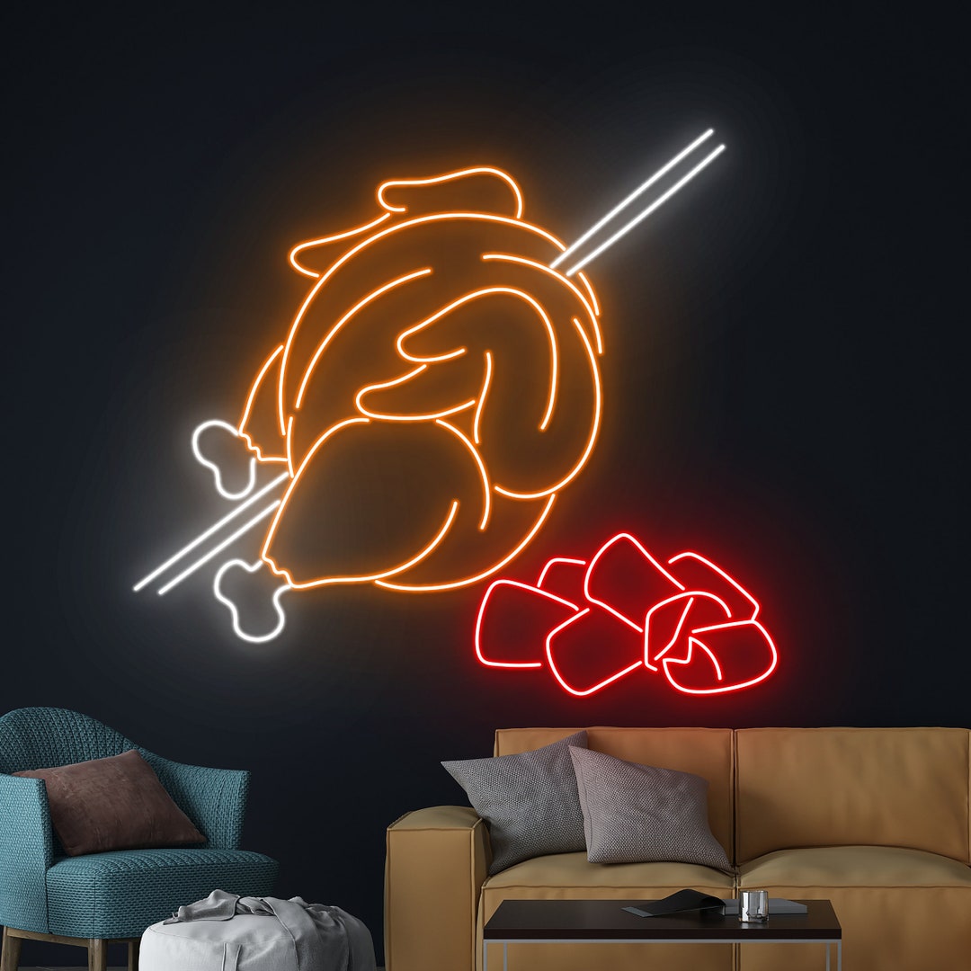 Roasted Chicken Neon Sign, Roasted Chicken Led Sign, Chicken Led Light ...