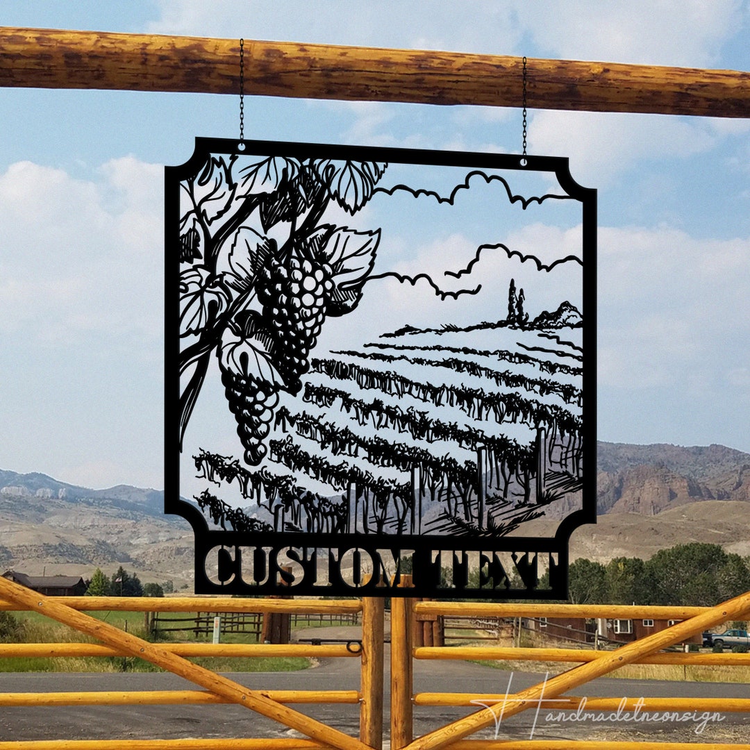 Custom Outdoor Vineyard Farm Metal Wall Art Hanging - Personalized ...