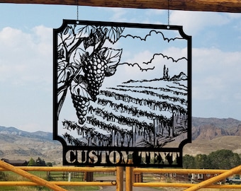 Custom Outdoor Vineyard Farm Metal Wall Art Hanging - Personalized ...