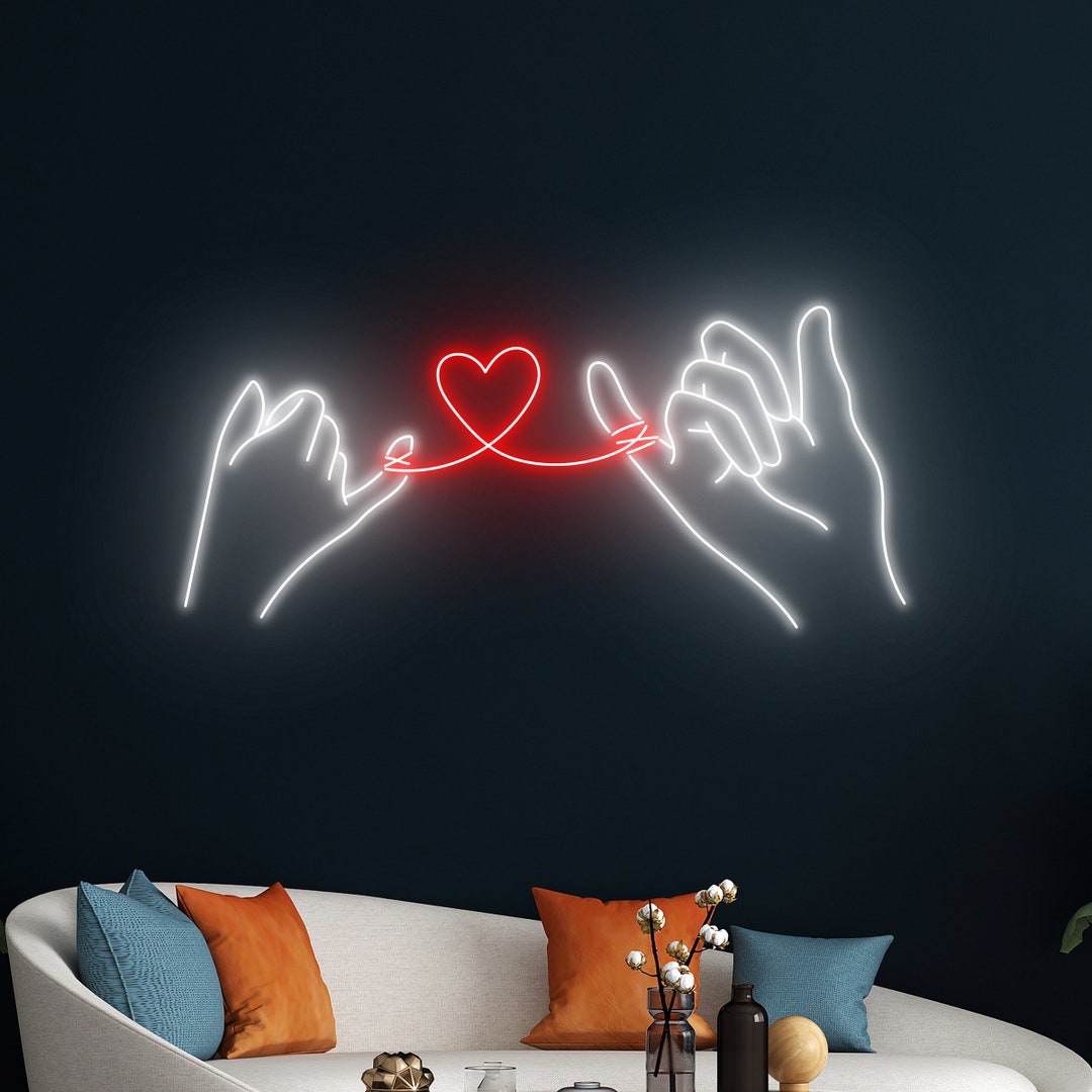 Hand Heart Neon Sign, Couple Hand Heart Led Sign, Hand Heart Love Neon ...