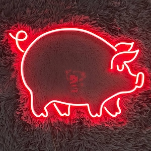 Cute Pig Led Sign, Pig Neon Sign, Wall Decor, Pig Led Light, Custom ...