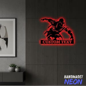 Custom Ninja Metal Wall Art LED Light, Ninja Metal Sign, Ninja Metal ...