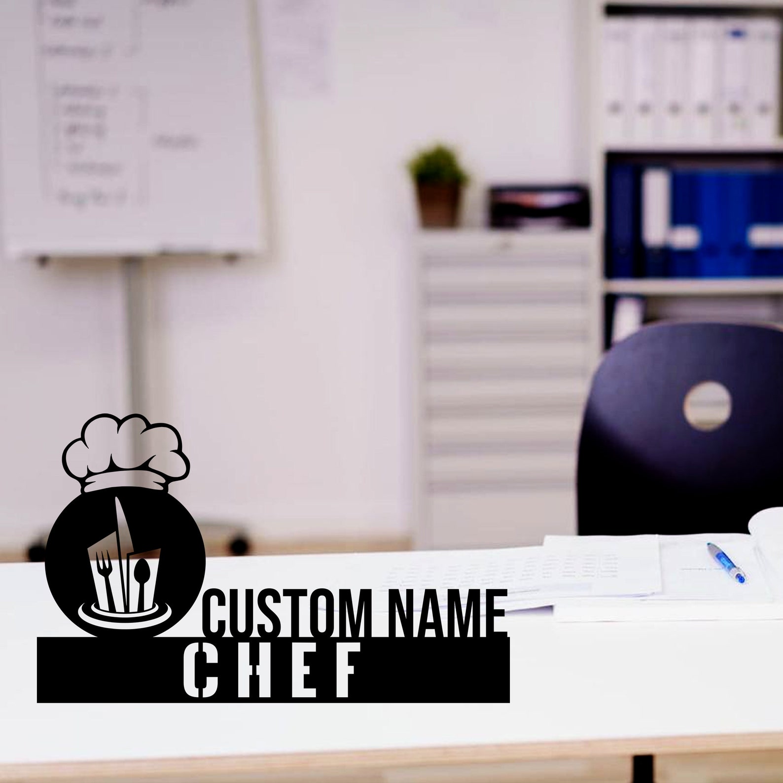 Custom Chef Desk Name Plate, Chef Metal Nameplate for Desk, Desk ...