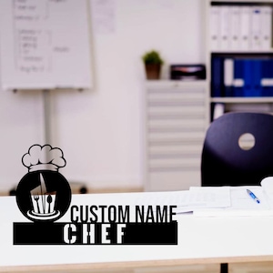 Custom Chef Desk Name Plate, Chef Metal Nameplate for Desk, Desk ...