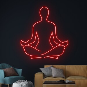 Lotus Pose Yoga Neon Sign, Yoga Led Sign, Meditation Led Light, Fitness ...