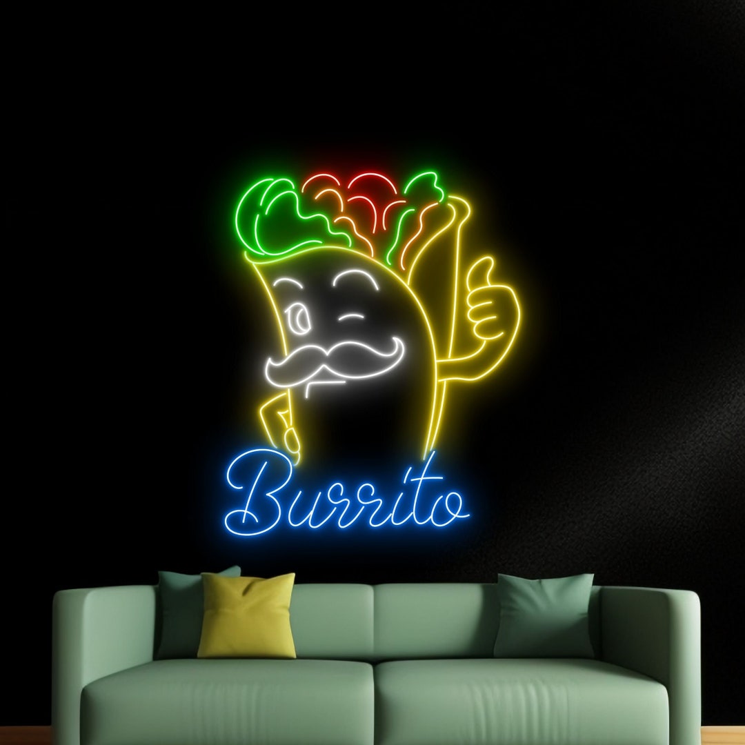 Burrito Neon Sign, Mexico Burrito LED Sign, Mexican Burrito Neon Light ...